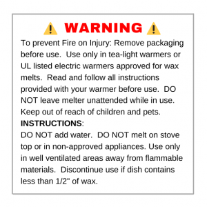 Wax Melt Warning/Safety Labels - Square Premium White Gloss - MLM Printer