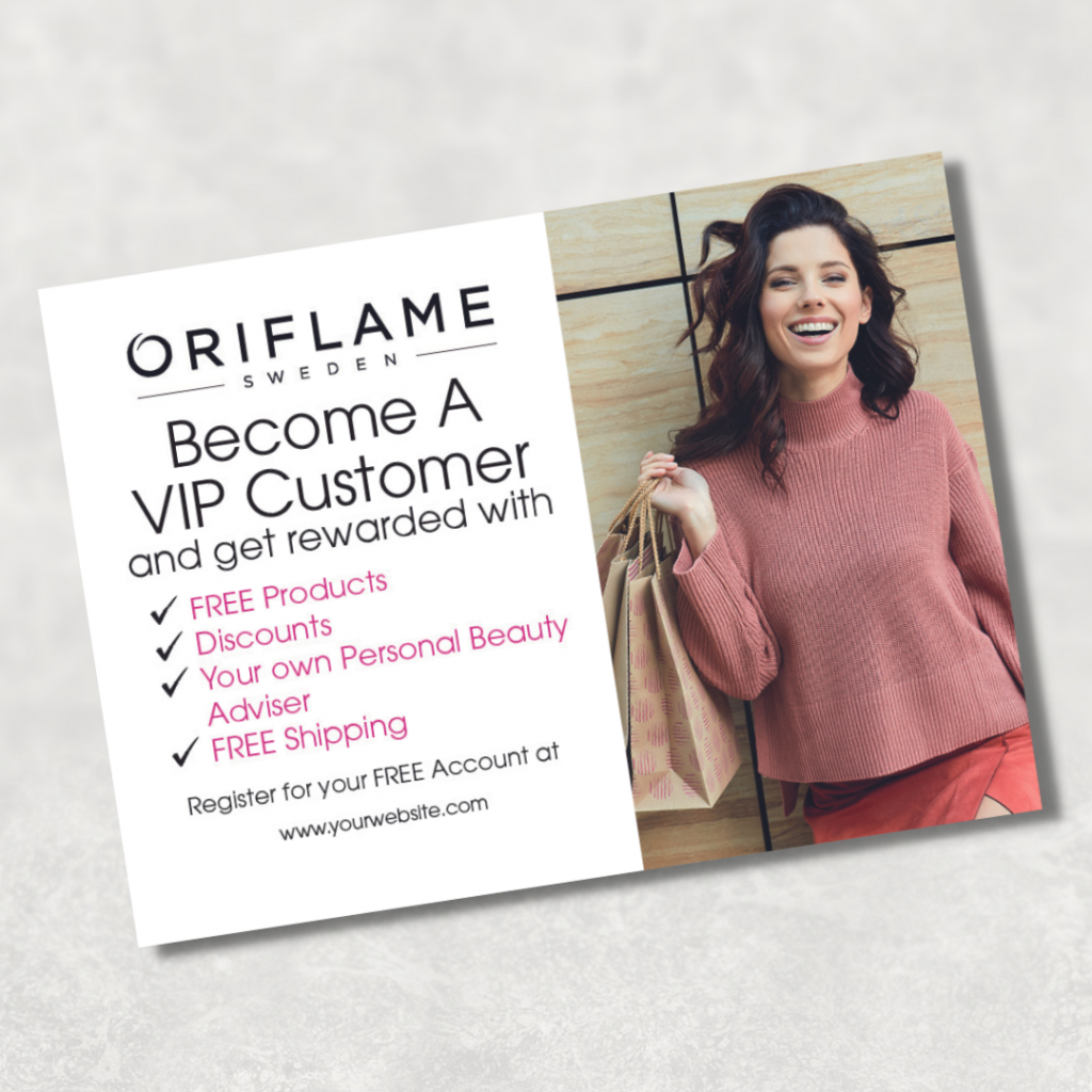 "Become A VIP Customer" Flyer - A6 Size - ORIFLAME - MLM Printer
